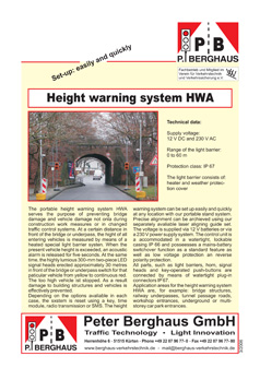 Height Warning System - Verkehrstechnik Peter Berghaus GmbH